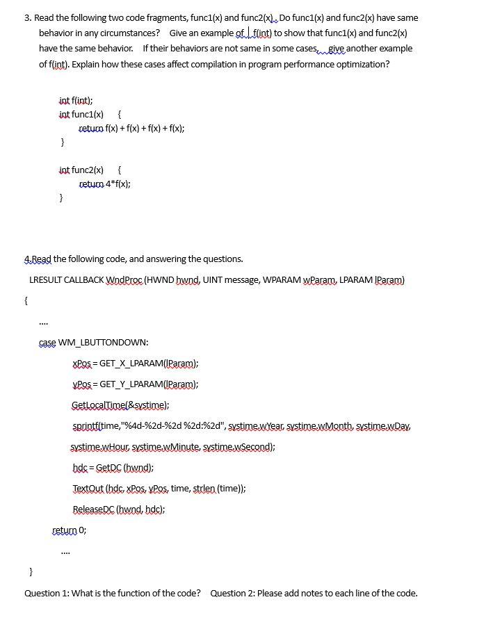 Solved 3. Read the following two code fragments, func1(x) | Chegg.com