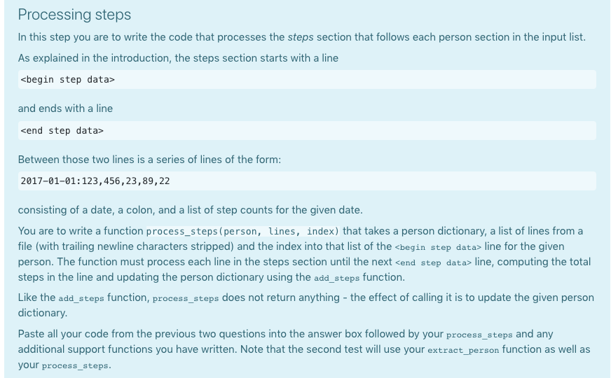 Solved Processing steps In this step you are to write the | Chegg.com