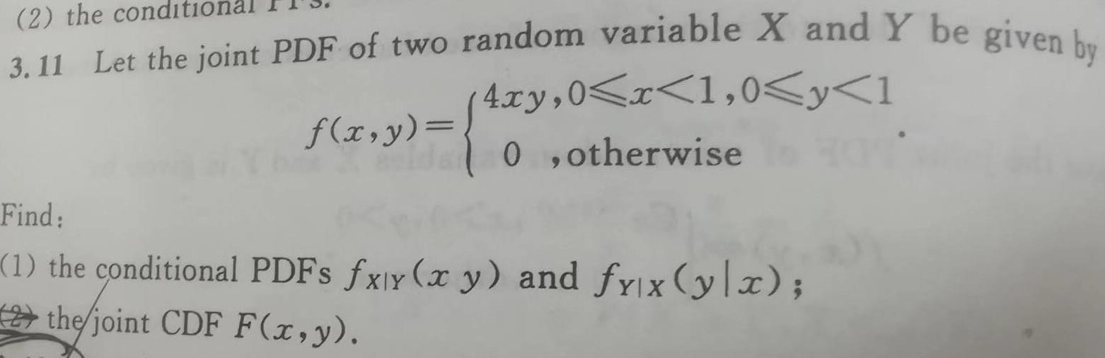 Solved 3.11 Let the joint PDF of two random variable X and Y | Chegg.com