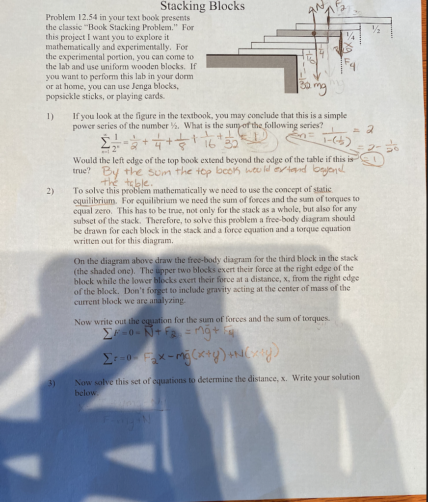 an 12. Stacking Blocks Problem 12.54 in your text | Chegg.com