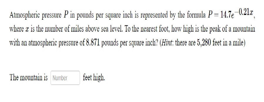 Solved Atmospheric pressure P in pounds per square inch is | Chegg.com