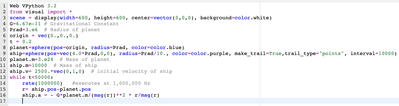Warmup: A spaceship orbiting a planet Make a new | Chegg.com
