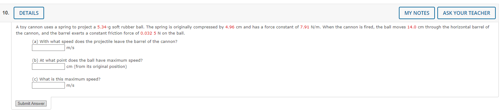 the cannon, and the barrel exerts a constant friction | Chegg.com