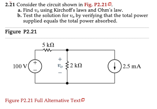 Solved 2.21 Consider the circuit shown in Fig. P2.21 घ. a. | Chegg.com