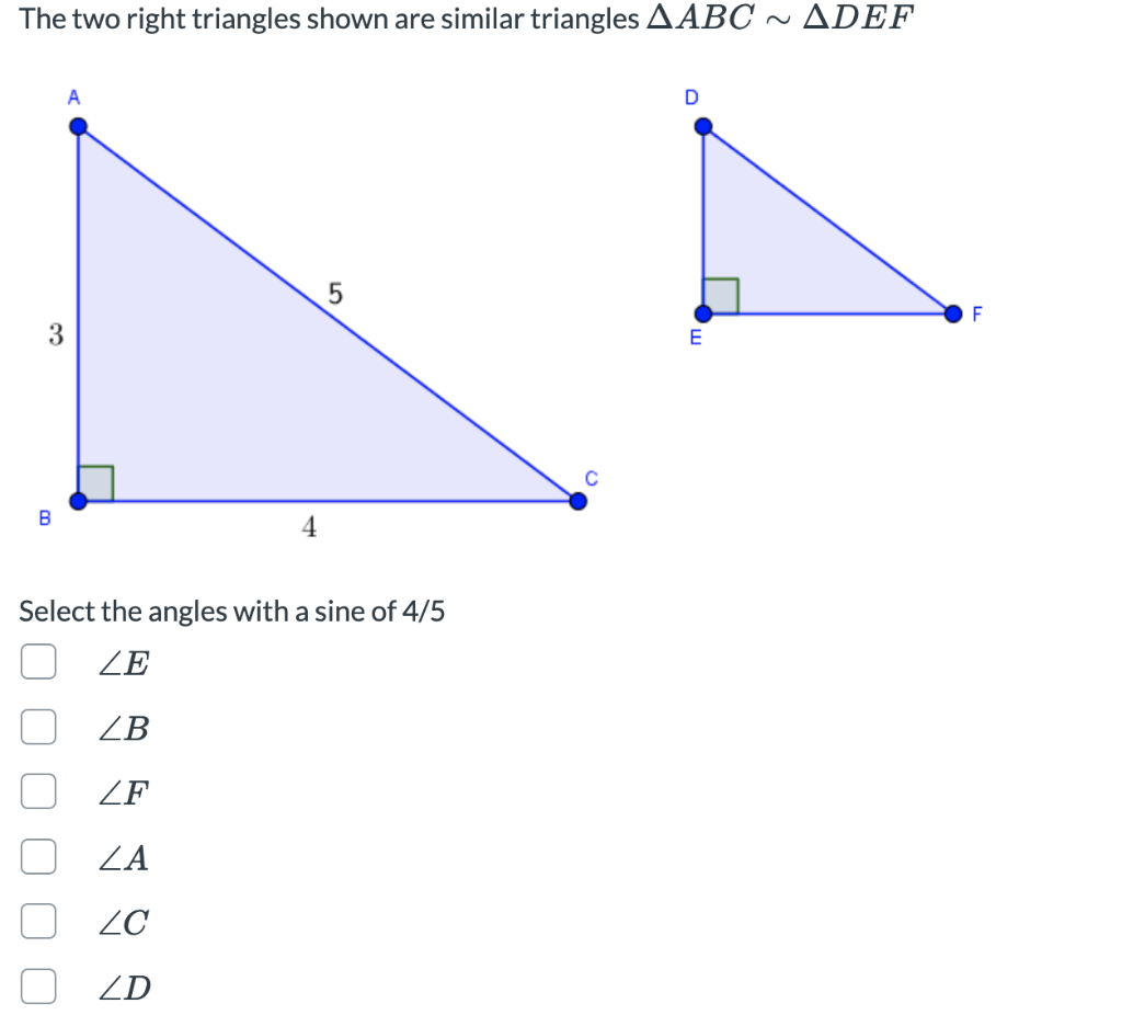 Solved The two right triangles shown are similar triangles | Chegg.com