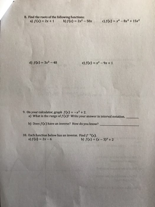 Solved Find the roots of the following functions: a) f(x) = | Chegg.com