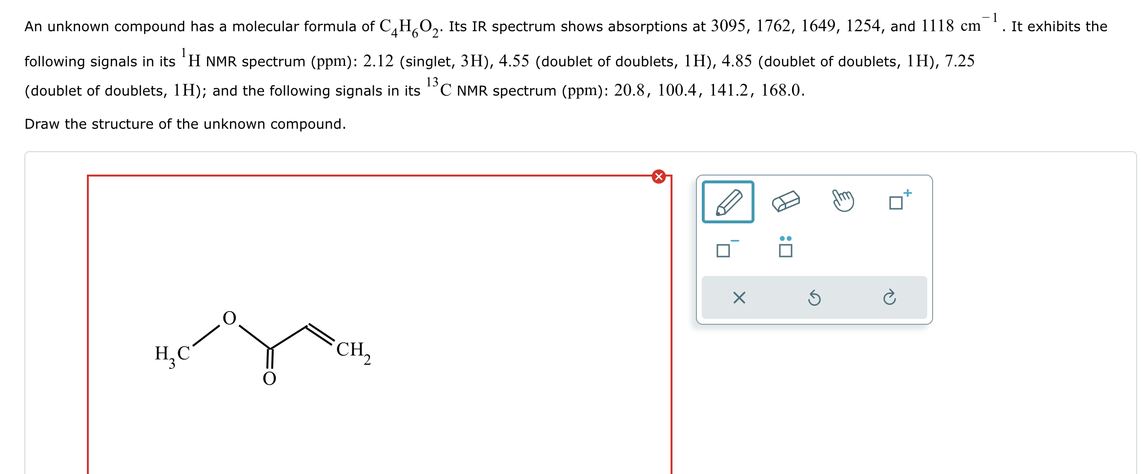 Solved Show me the steps to solve An unknown compound has a | Chegg.com