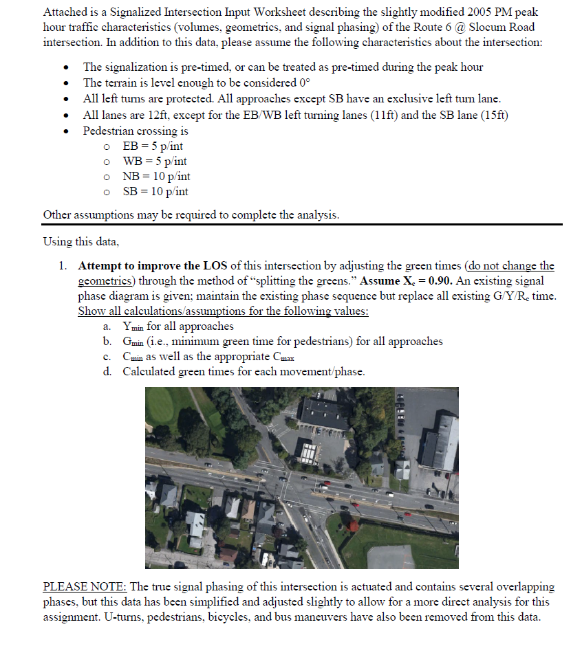 Attached is a Signalized Intersection Input Worksheet | Chegg.com