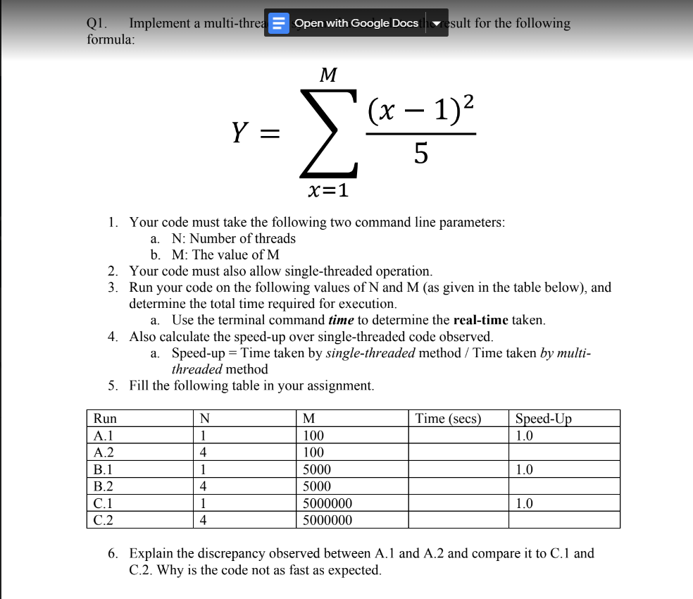 1. Your code must take the following two command line | Chegg.com