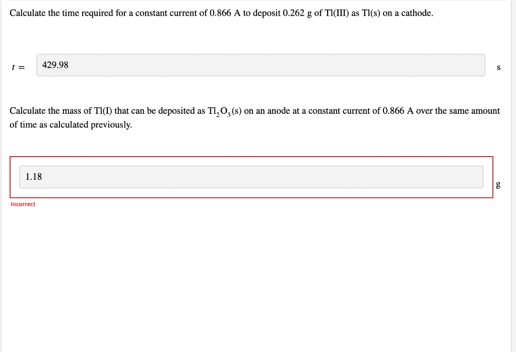 Solved Calculate the time required for a constant current of | Chegg.com
