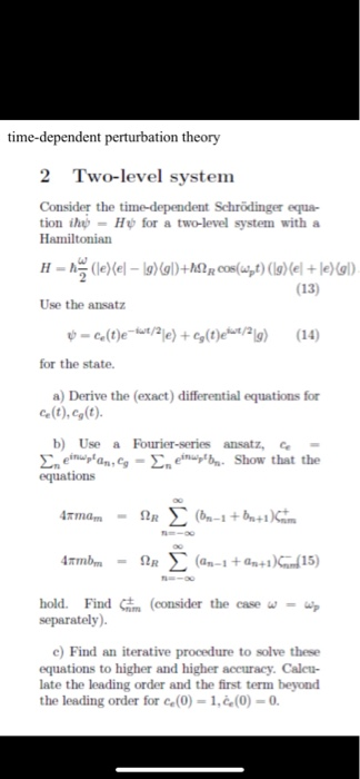 Solved time-dependent perturbation theory 2 Two-level system | Chegg.com
