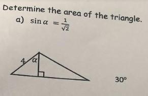 Solved Determine the area of the triangle. a) sin a 2 1 α ha | Chegg.com