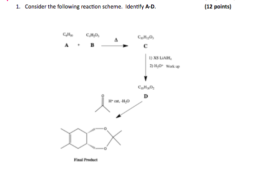 Solved 1. Consider the following reaction scheme. Identify | Chegg.com