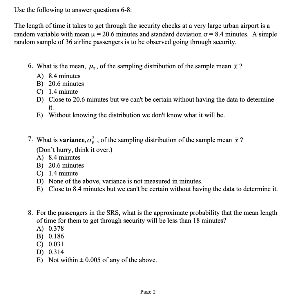 Solved Jse the following to answer questions 6−8 : The | Chegg.com