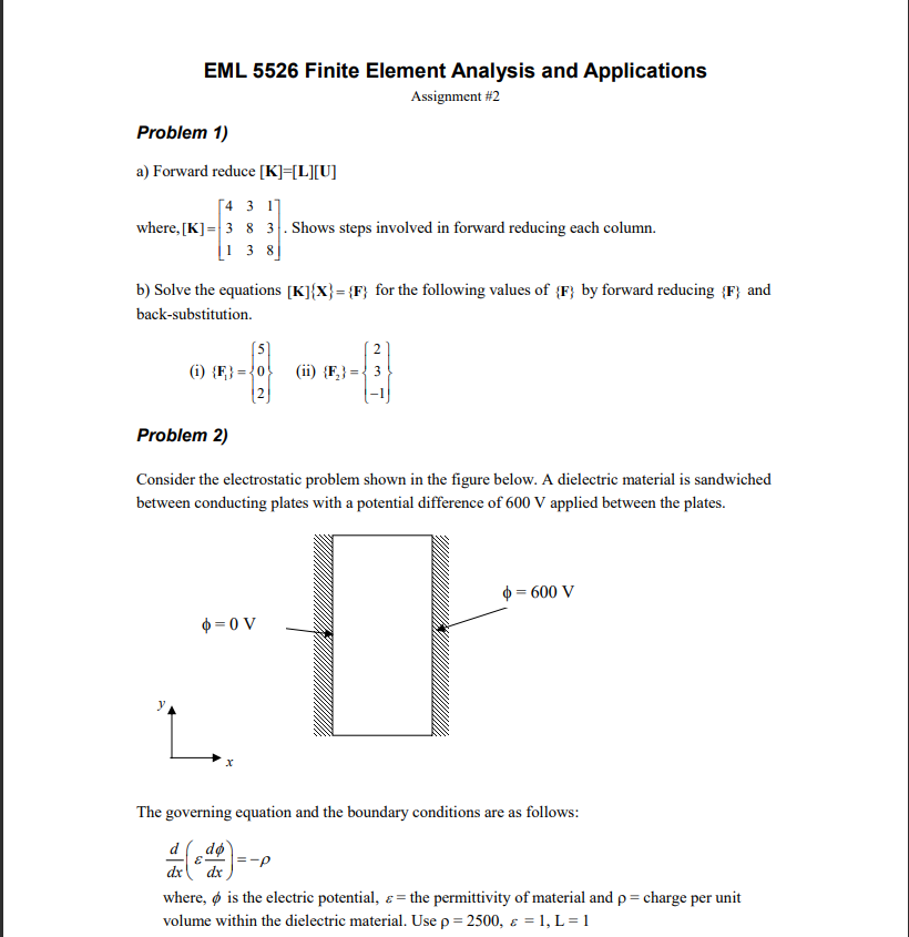 EML 5526 Finite Element Analysis and Applications | Chegg.com