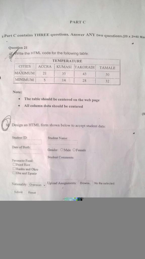 Solved 1 PART C Part C contains THREE questions. Answer ANY | Chegg.com