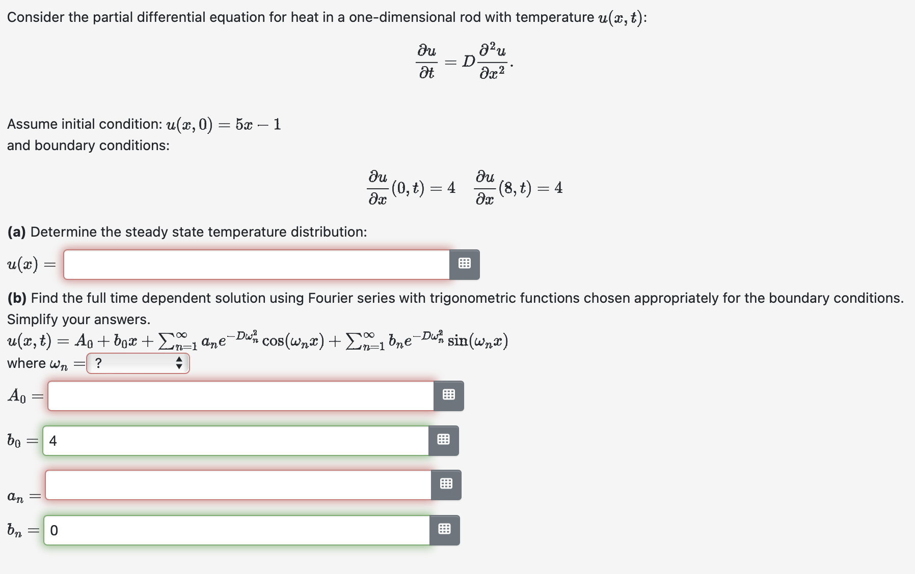 Solved Consider the partial differential equation for heat | Chegg.com