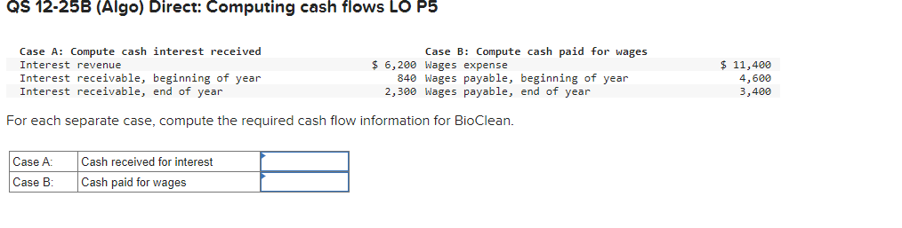 Solved QS 12-25B (Algo) Direct: Computing cash flows LO P5 | Chegg.com