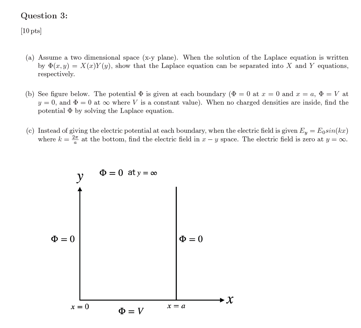 Solved x-y plane\Phi (x,y)=x(x)Y(y), ﻿show that the Laplace | Chegg.com