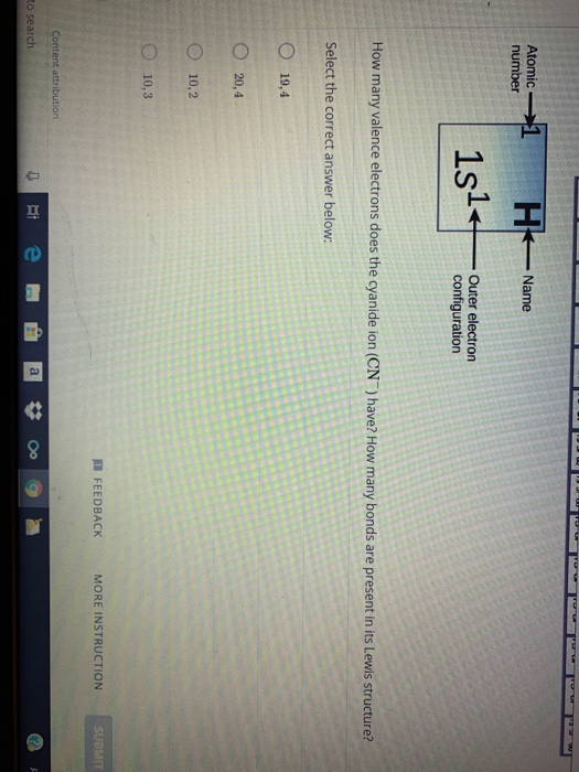 Solved Atomic number H- Name 1s1 Outer electron | Chegg.com