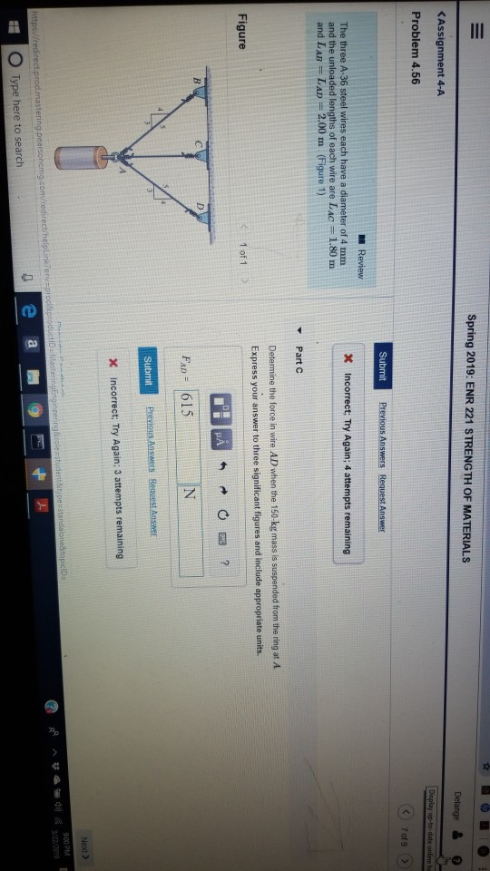Solved Spring 2019: ENR 221 STRENGTH OF MATERIALS | Chegg.com