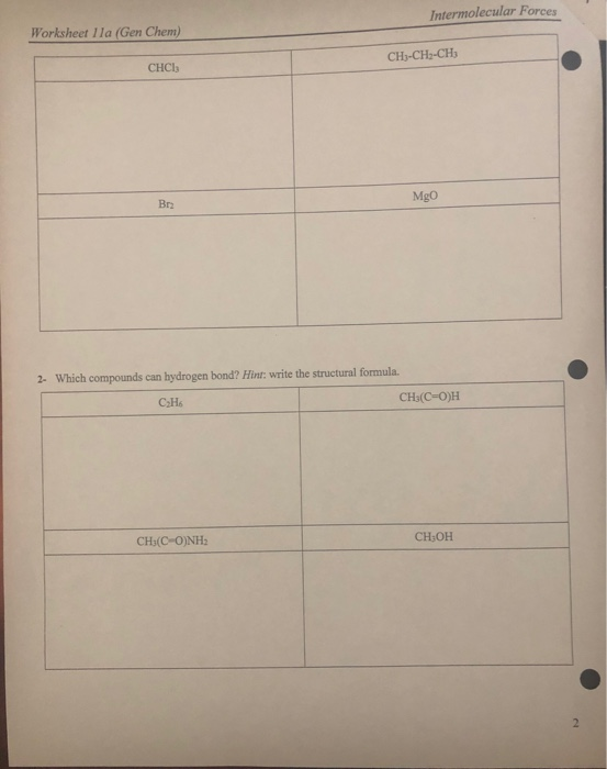 Solved Intermolecular Forces Worksheet 11a (Gen Chem) | Chegg.com