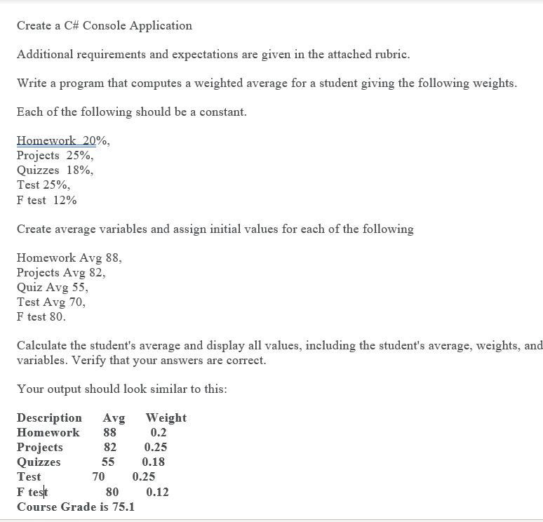 Solved Create a C# Console Application Additional | Chegg.com