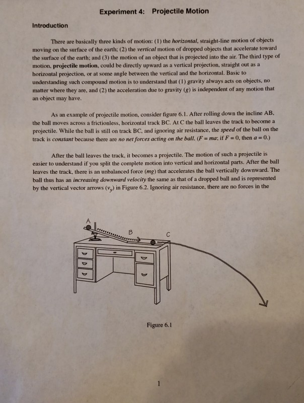 Experiment 4: Projectile Motion Introduction There | Chegg.com