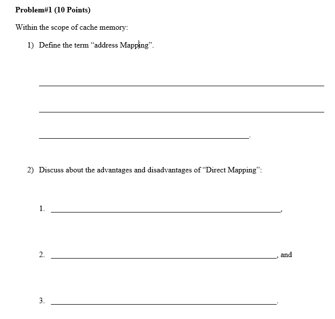Solved Problem#1 (10 Points) Within the scope of cache | Chegg.com