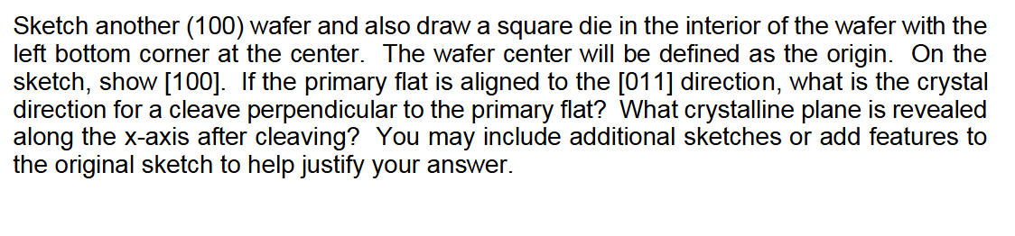 Solved Sketch another (100) ﻿wafer and also draw a square | Chegg.com