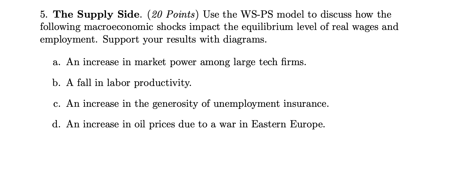 Solved 5. The Supply Side. (20 Points) Use the WS-PS model | Chegg.com