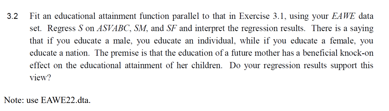 Solved 3.2 Fit an educational attainment function parallel | Chegg.com