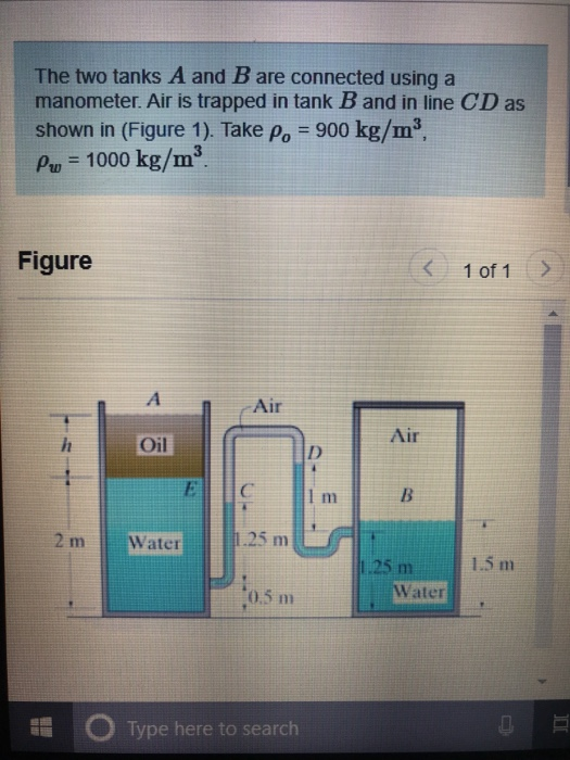 Solved The two tanks A and B are connected using a | Chegg.com