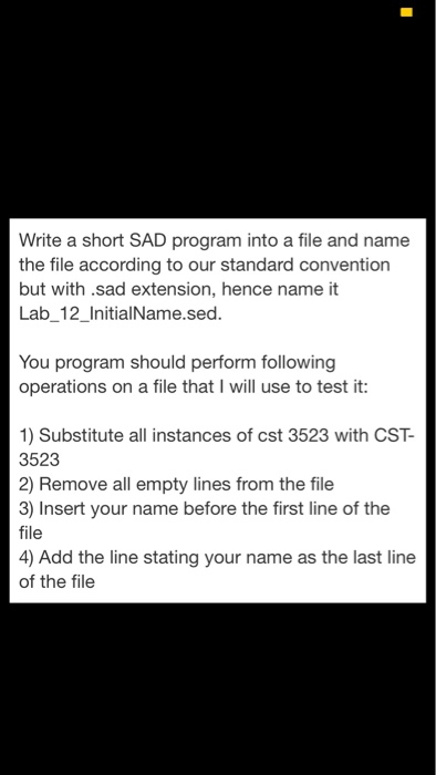 Solved Write a short SAD program into a file and name the | Chegg.com