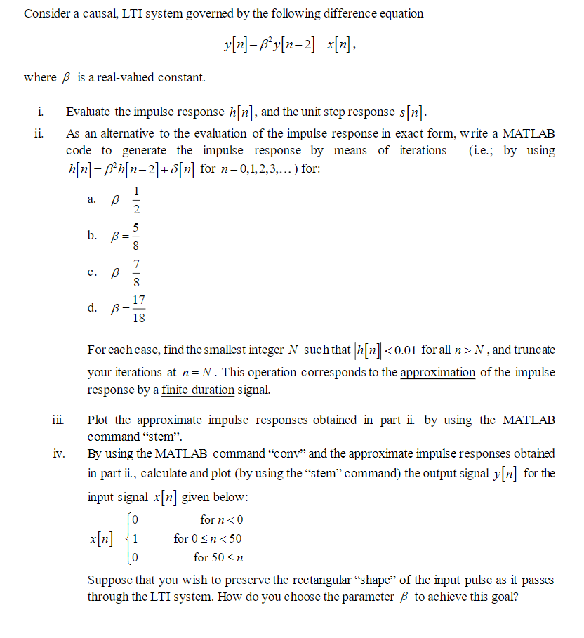 Consider a causal, LTI system governed by the | Chegg.com