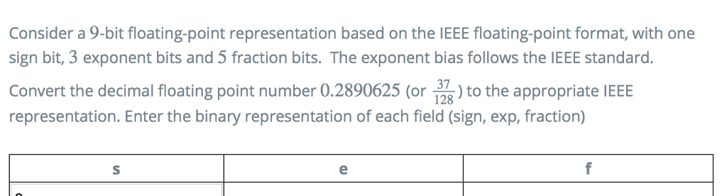 Solved Consider a 9-bit floating-point representation based | Chegg.com
