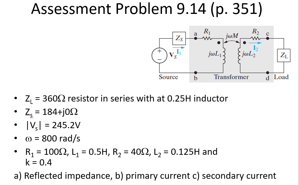 Solved Assessment Problem 9.14 (p. 351) R1 R2 a с Zs JOM | Chegg.com