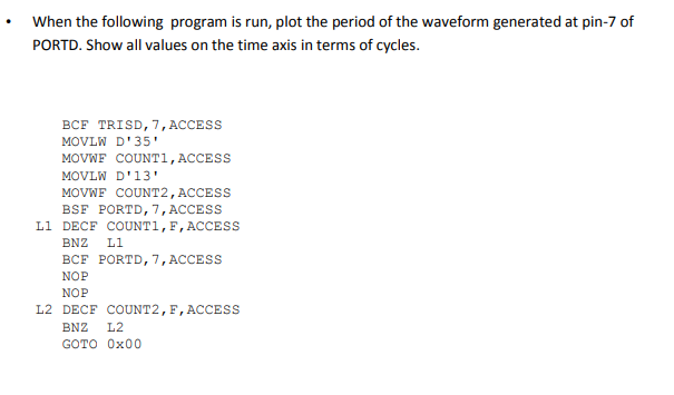 Solved When the following program is run, plot the period of | Chegg.com