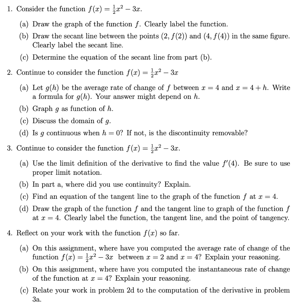 Solved 1. Consider the function f(x) = 2x2 – 3x. (a) Draw | Chegg.com