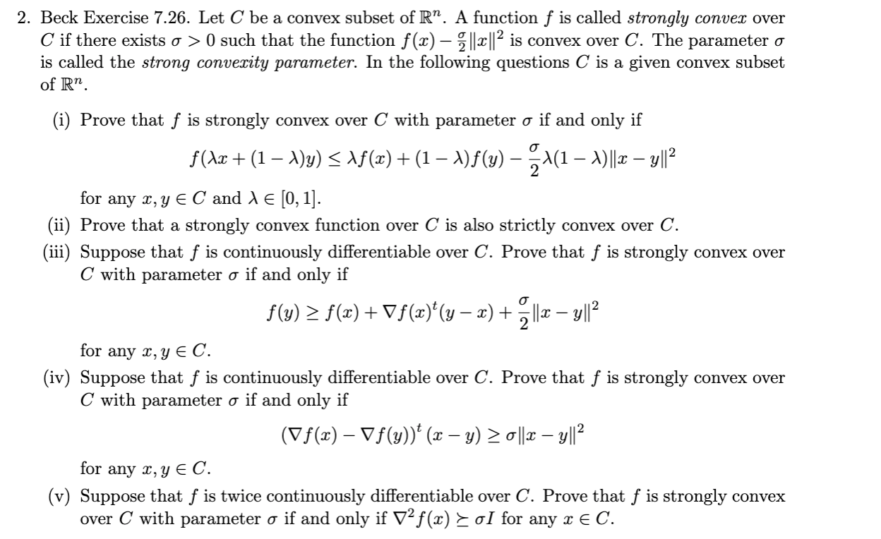 Solved 2. Beck Exercise 7.26. Let C be a convex subset of | Chegg.com