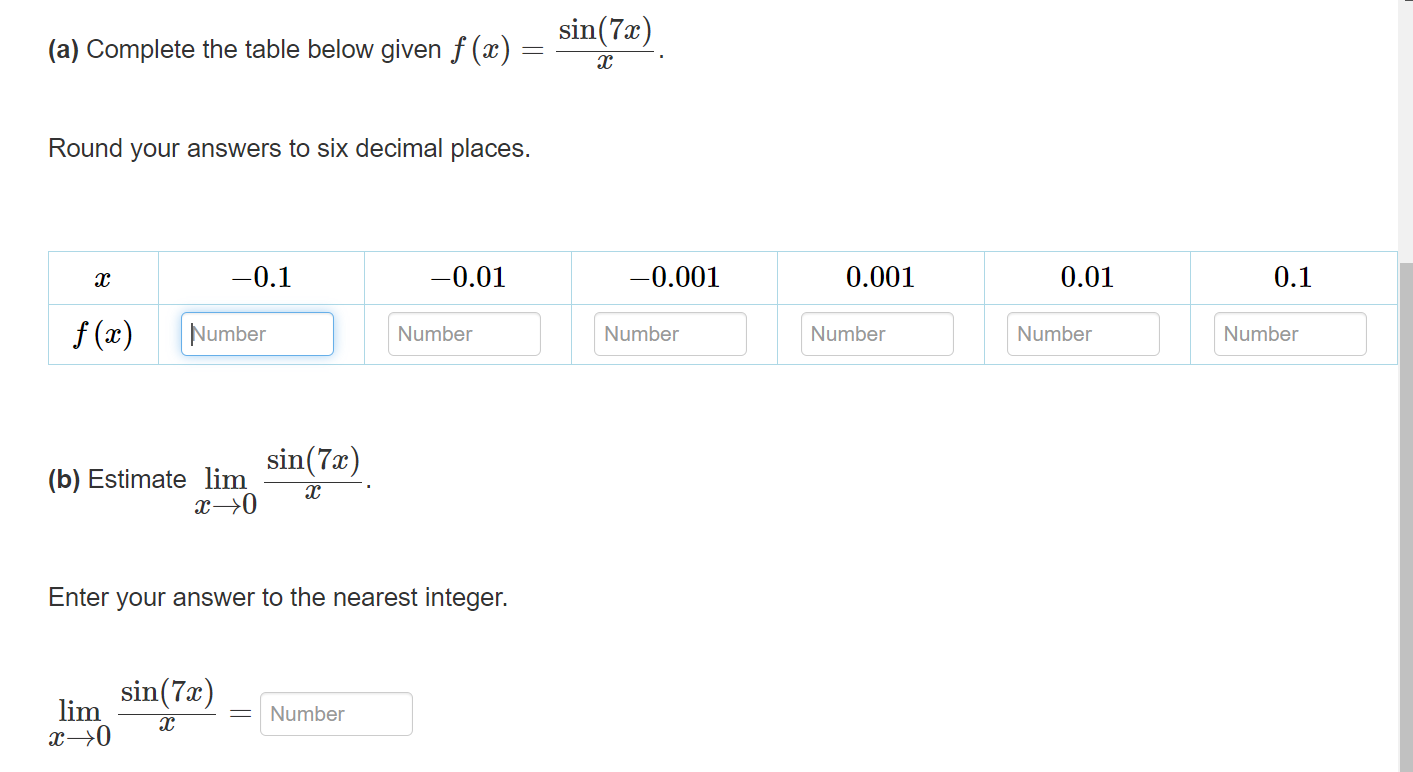 Solved (a) Complete the table below given f(x)=xsin(7x). | Chegg.com