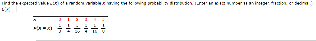 Solved Find the expected value E(X) of a random variable X | Chegg.com