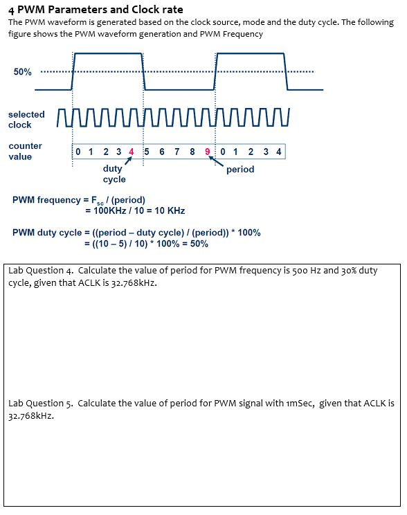 4 PWM Parameters and Clock rate The PWM waveform is | Chegg.com