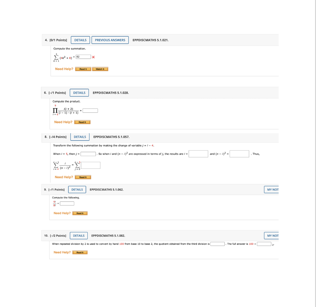 Solved I just need answers for questions 4.) 6.) 8.) and 9.) | Chegg.com