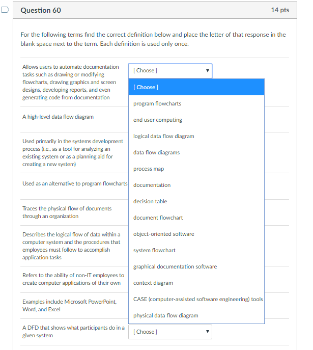 Solved Match the terms in the drop list to the definition | Chegg.com