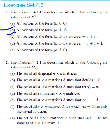 Exercise Set 4.2Use Theorem 4.2.1 ﻿to determine which | Chegg.com