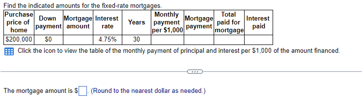 Solved Find the indicated amounts for the fixed-rate | Chegg.com