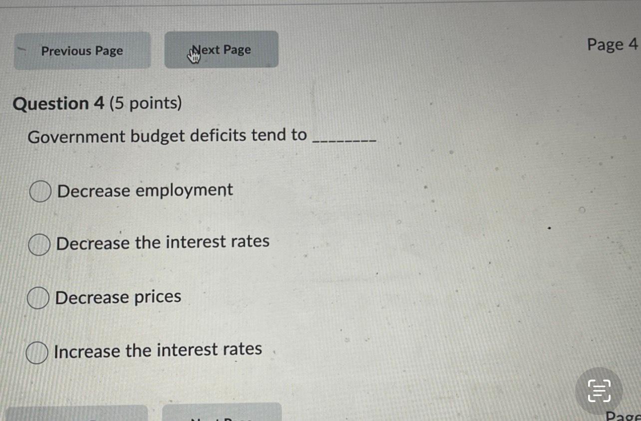 Solved Previous Page Next Page Page 4 Question 4 (5 points) | Chegg.com