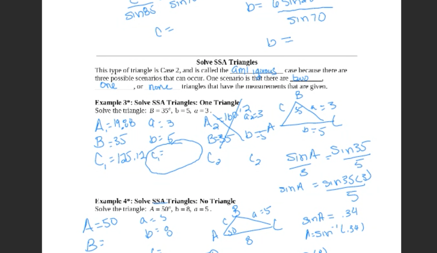 Solved b Sines ร sinro Solve SSA Triangles This type of | Chegg.com