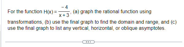 Solved For the function H(x)=x+3−4, (a) graph the rational | Chegg.com